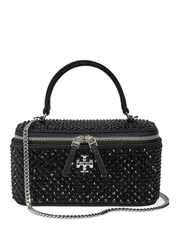 Tory Burch Kira Satin Hot Fix Vanity Case - Black
