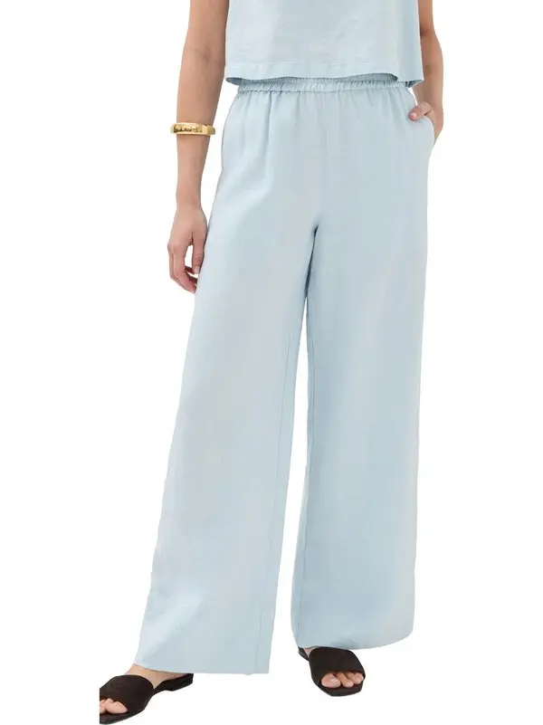 LE BOP Margot Wide-leg Linen Pants - Sky Blue
