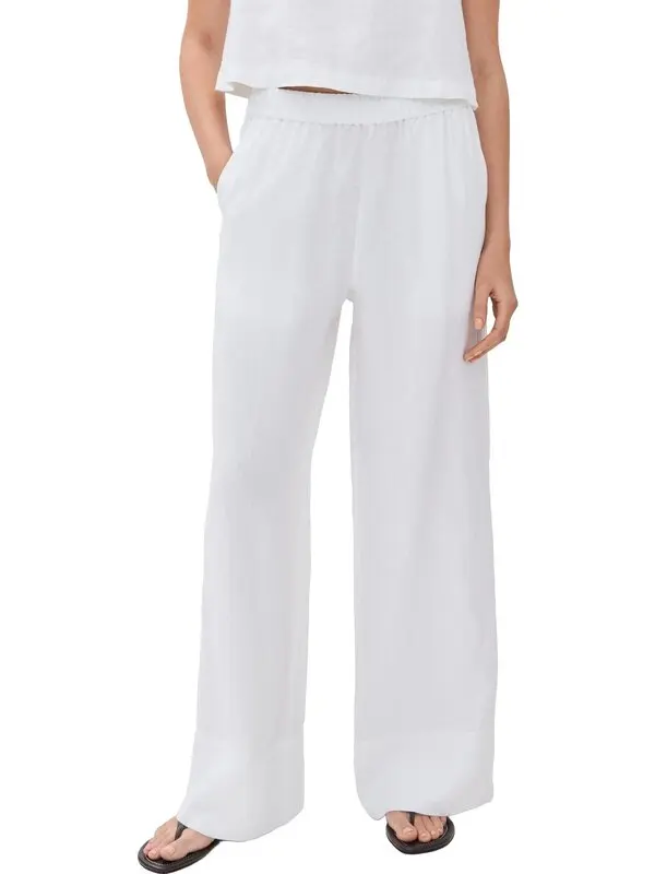 LE BOP Margot Wide-leg Linen Pants - White