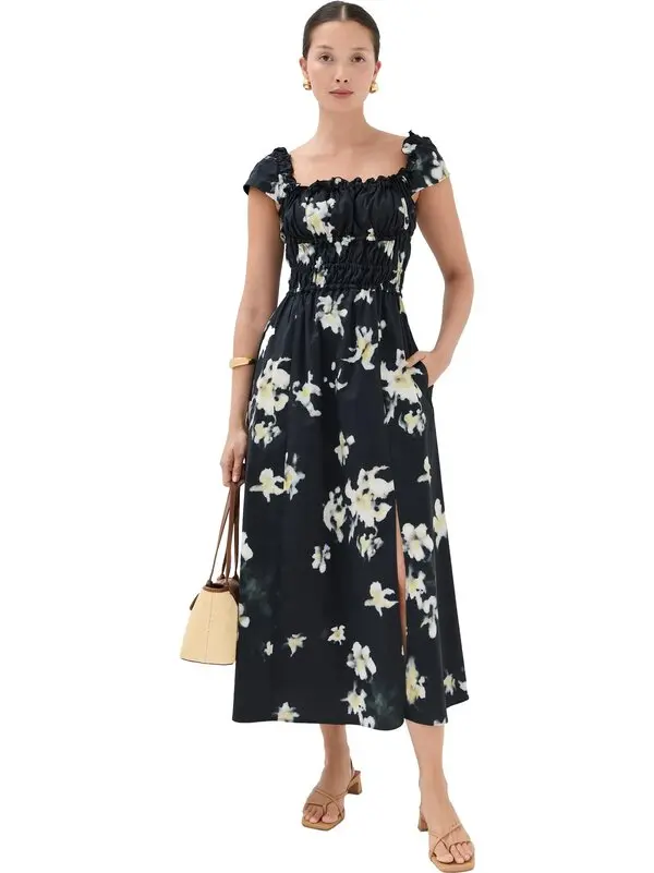Altuzarra Lily Midi Dress - Black Inky Flowers