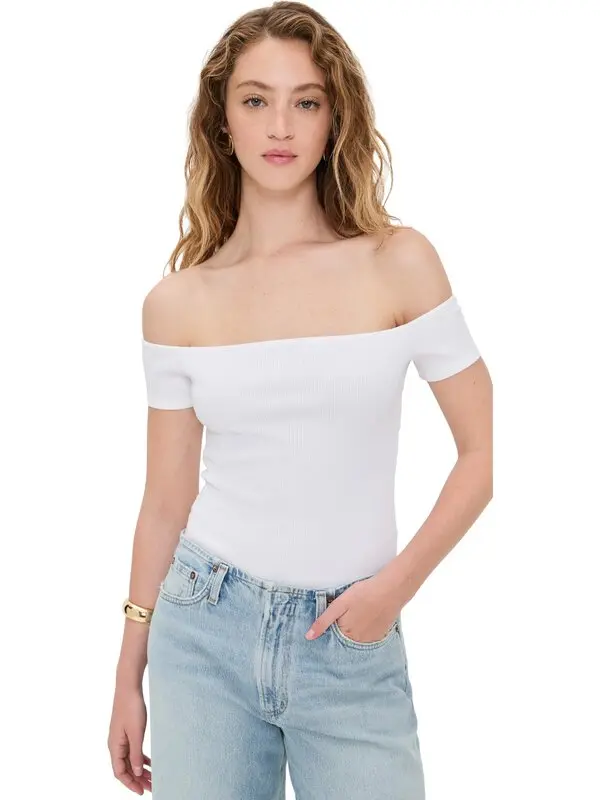 L'Agence Adana Off-shoulder Thong Bodysuit - White