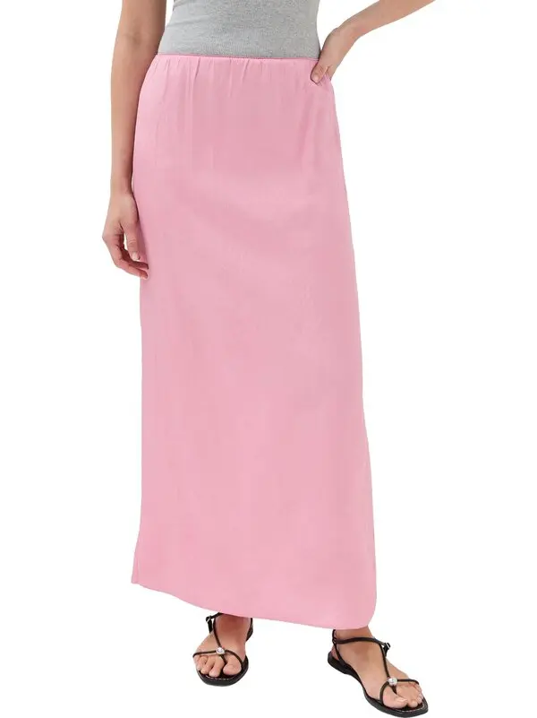 Tibi Acetate Crinkle Maxi Slip Skirt - Pink