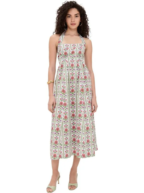 Hill House Home The Fleur Mini Dress - Floral Block Stripe/green