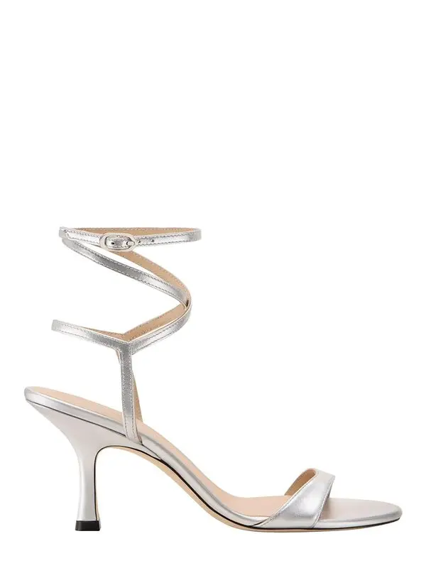 STUART WEITZMAN Nudist Metallic Ankle-wrap Sandals - Silver