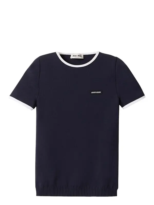 Miu Miu Short-sleeve Top - Blu/bianco