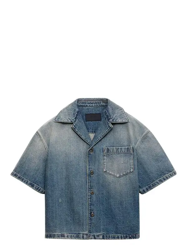 Prada Denim Boxy-fit Bowling Shirt - Bleu