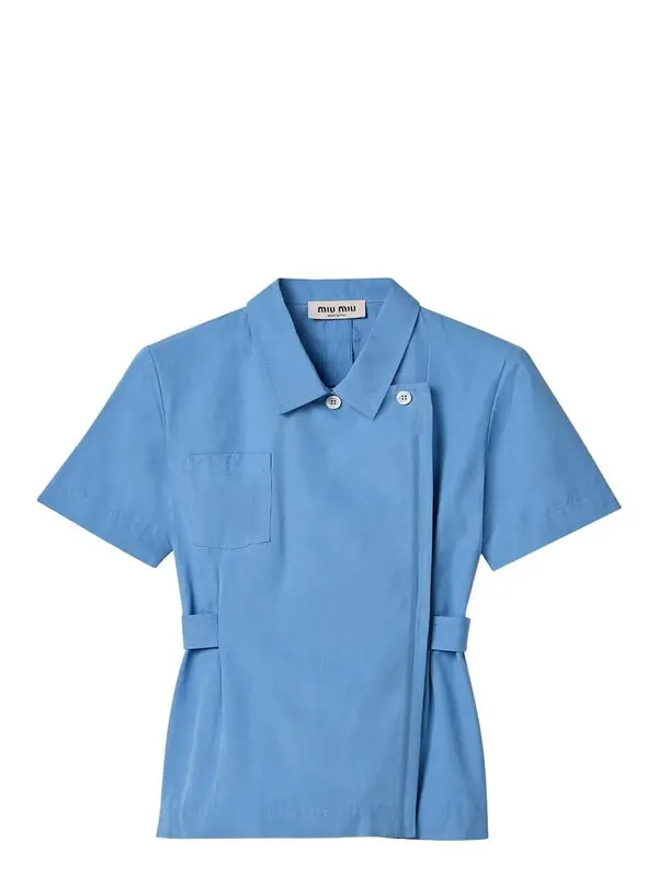 Miu Miu Short-sleeve Double-breasted Collared Shirt - Azzurro