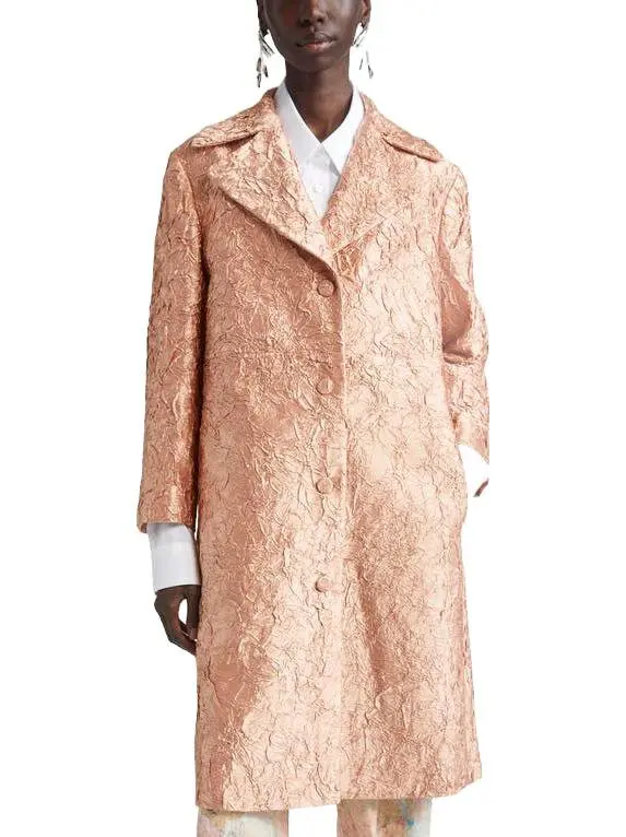 Dries Van Noten Crinkle Finish Velveteen Coat - Peach