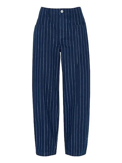 Whistles Pinstriped Barrel-leg High-rise Jeans - Blue
