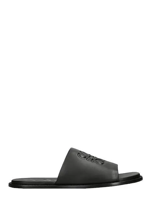 Loewe Flex Anagram Leather Slides - Black