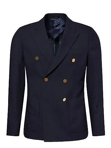 Paul Smith Double-breasted Notched-collar Woven Jacket - Very Dark Navy