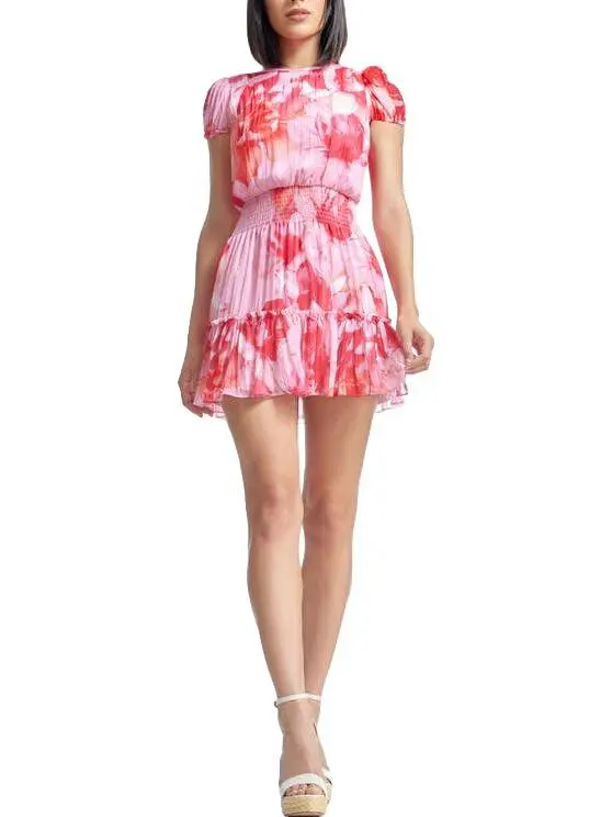 Dress The Population Kenley Floral Smocked Mini Dress - Blush Multi
