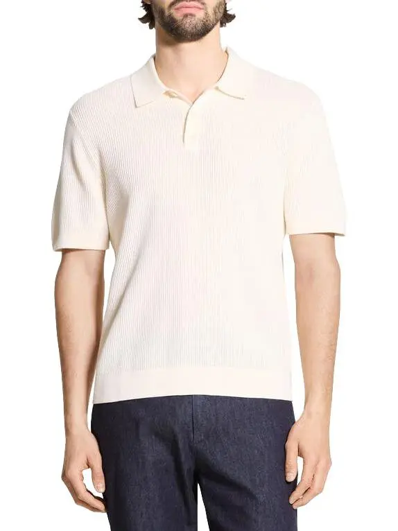 Theory Mesh Knit Polo - Eggshell