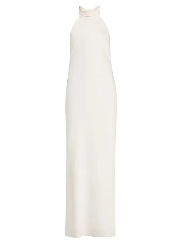 Ramy Brook Tatiana Low-cut Halter Column Gown - Ivory