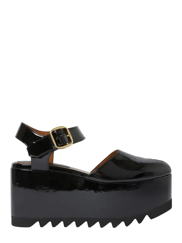 Stella McCartney Elyse Patent Platform Sandals - Black