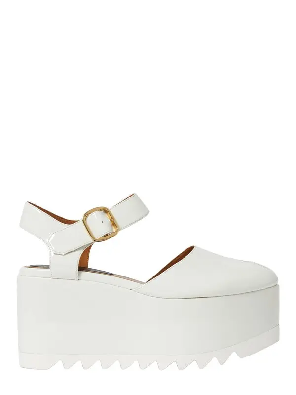 Stella McCartney Elyse Patent Platform Sandals - Ivory