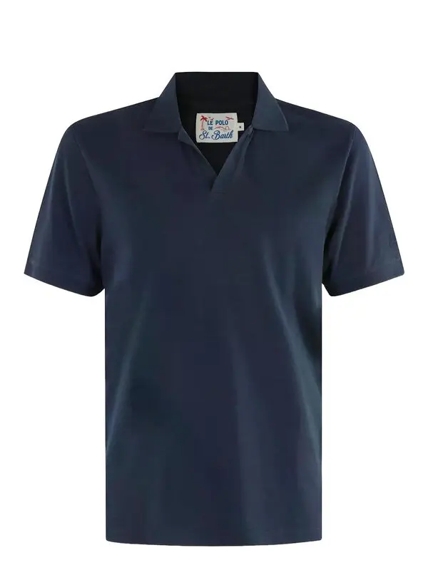 MC2 SAINT BARTH Linen Polo Shirt - Blue