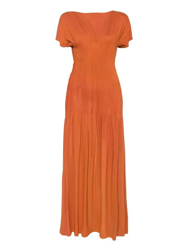 TOTÊME Knife-pleated Maxi Dress - Brown