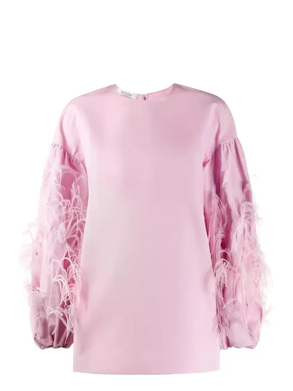 Valentino Garavani Feathered Sleeve Top - Pink