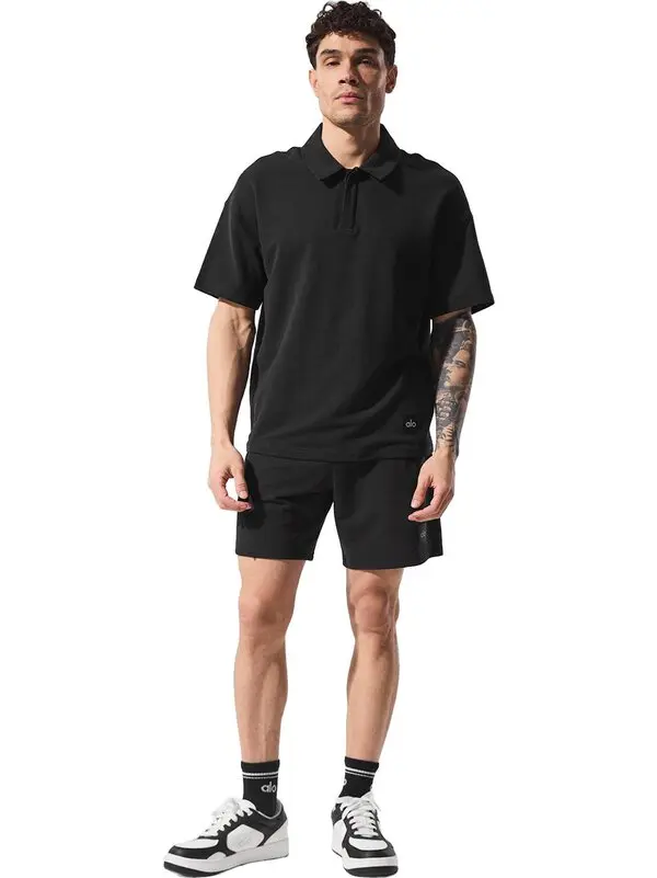 Alo Yoga Short Sleeve Polo Top - Black