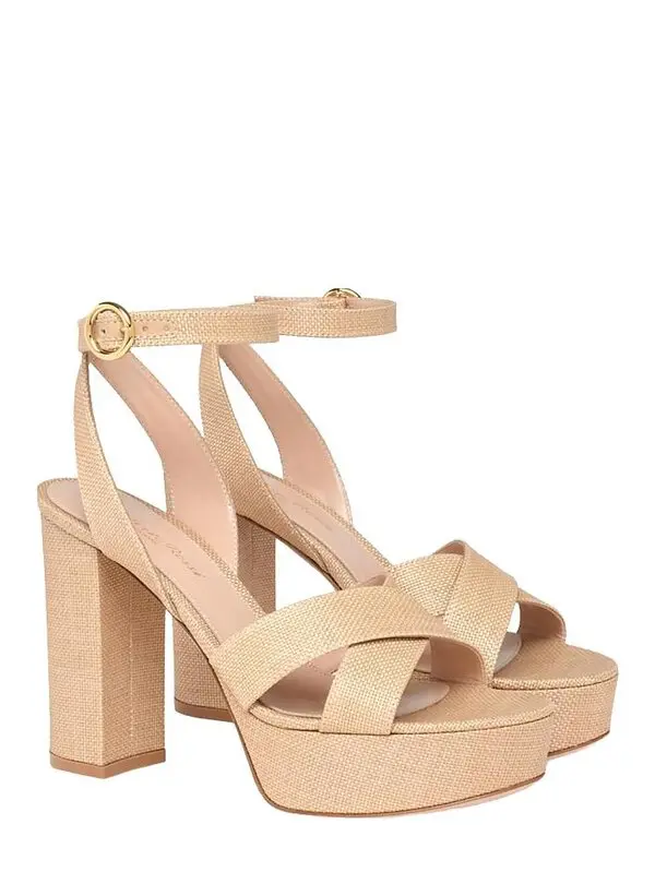 GIANVITO ROSSI Sabrina Sandals - Light Brown Fabric