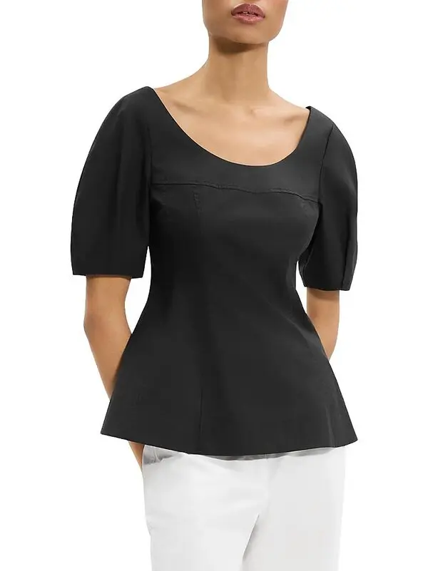 Theory Puff Sleeve Top - Black