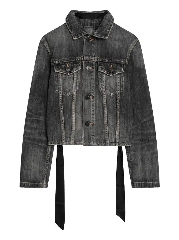 Balenciaga Cotton Denim Jacket With Laces - Grey