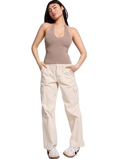 Pink Base Stretch™ Halter Tank Top - Brown