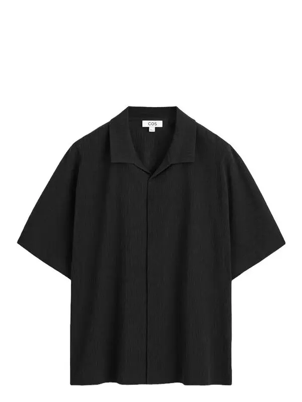 Cos Crinkled-cotton Shirt - Black