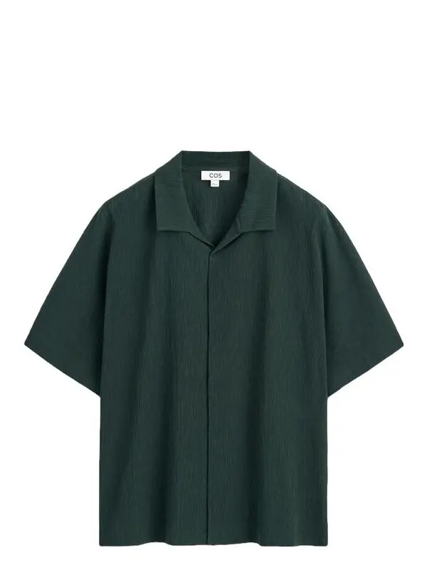 Cos Crinkled-cotton Shirt - Green