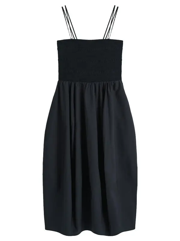 Cos Smocked Midi Dress - Navy