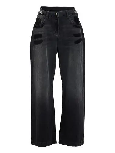 Attico Wide-leg Jeans With Logo - Black