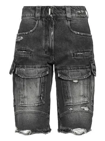 Givenchy Distressed Denim Cargo Shorts - Black