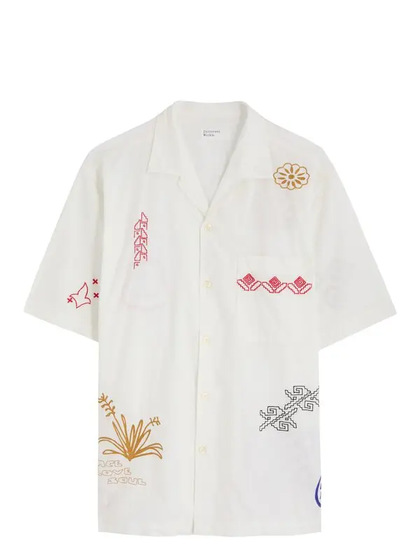 Universal Works Minari Embroidered Cotton-poplin Shirt - Ecru