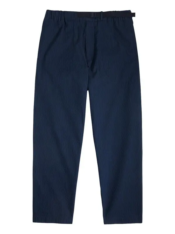 Moncler Tapered-leg Seersucker Trousers - Navy