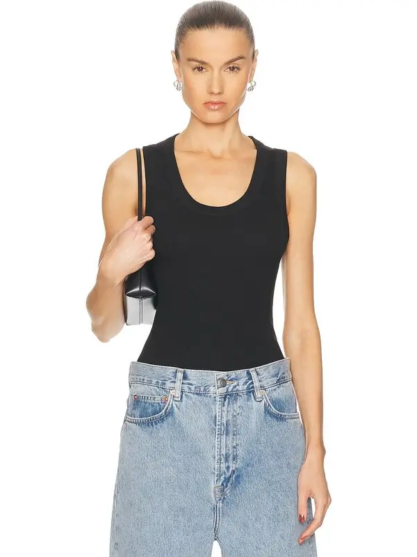 Wardrobe.NYC Scoop Neck Tank - Black