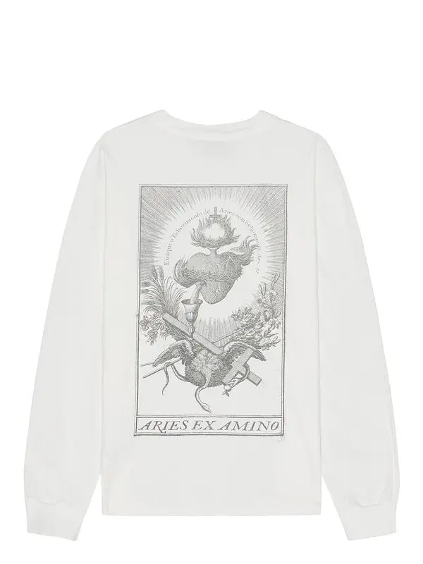 Aries Faded Ex Amino Long Sleeve Tee In White - Off White