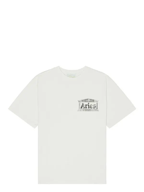 Aries Aged Ancient Temple Tee In White - Off White