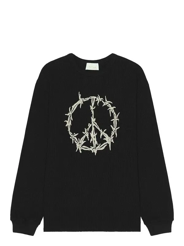 Aries Peace Press Gothic Waffle Long Sleeve Tee - Black