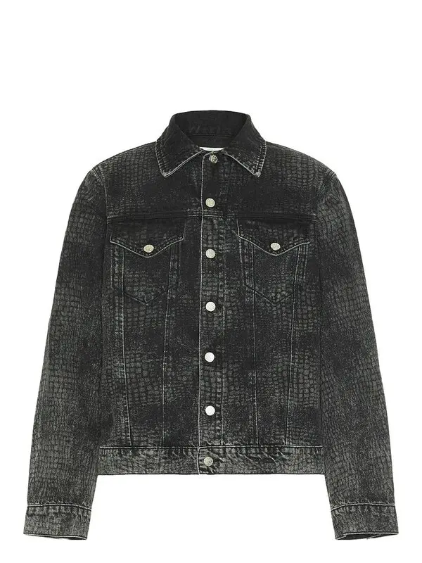 Aries Lasered Croc Trucker Jacket - Black