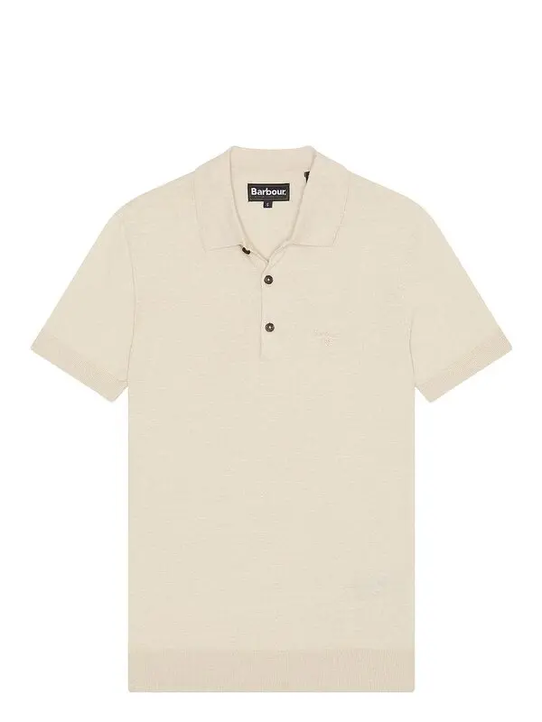 Barbour Buston Knit Polo In Beige - Antique White