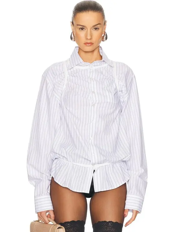 MAISON MARGIELA Long Sleeve Shirt - White & Light Blue