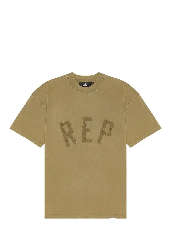 REPRESENT Rep Applique T-shirt In Olive - Fawn