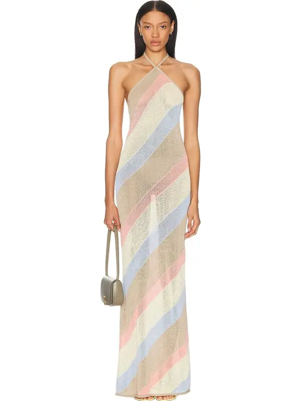 SEROYA Dree Knit Maxi Dress - Yellow  Peach  Stone  & Ice