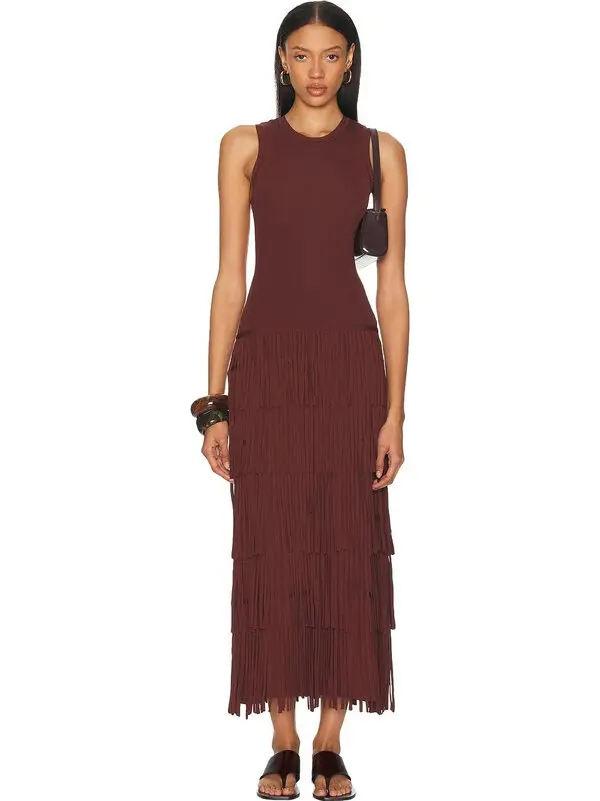 SIMONMILLER Za Za Sleeveless Knit Fringe Dress - Choco Brown