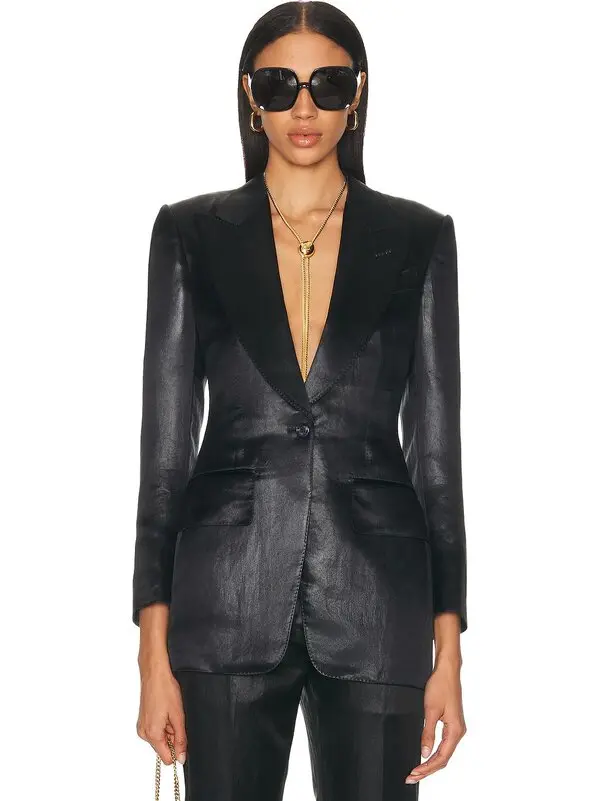 TOM FORD Single-breasted Peak Lapel Jacket - Black