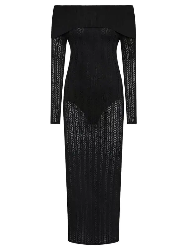 Rebecca Vallance Lorelei Off-shoulder Knitted Dress - Black