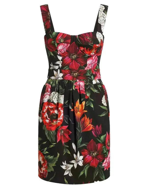 Dolce & Gabbana Floral-print Mini Dress - Black
