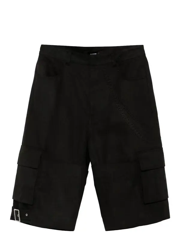 We11Done Embossed Detail Cargo Shorts - Black