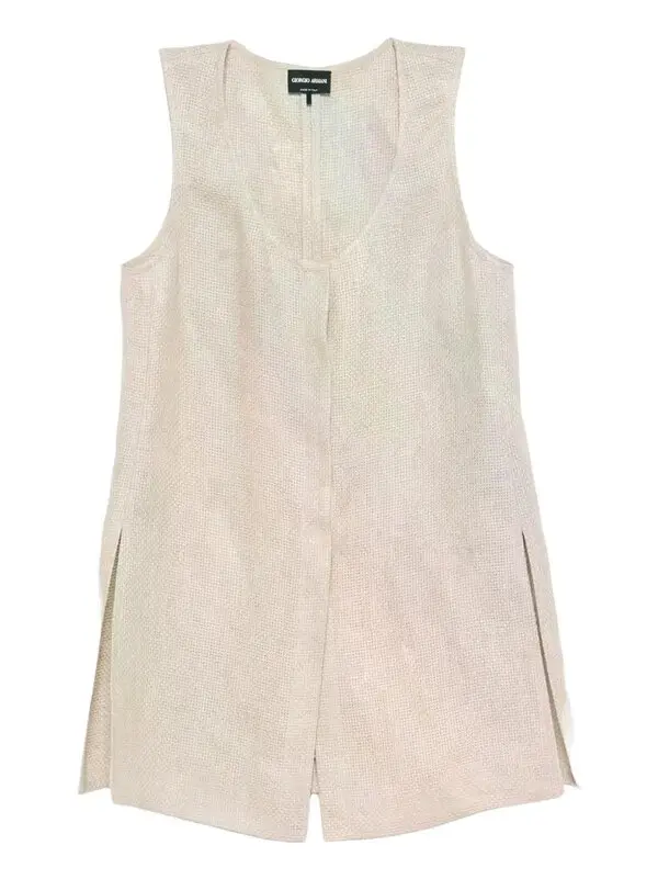 Giorgio Armani Linen Sleeveless Top - Neutrals